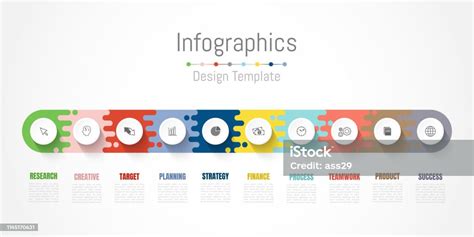 10 가지 옵션 부품 단계 타임 라인 또는 프로세스를 통해 비즈니스 데이터를 위한 인포 그래픽 디자인 요소를 제공 합니다 벡터 일러스트입니다 10에 대한 스톡 벡터 아트 및
