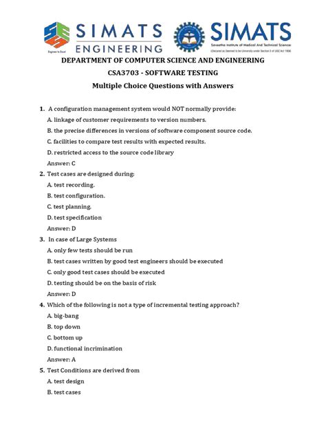 350 Mcqs Software Testing Pdf Software Testing Fault Tolerance