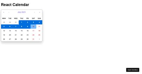 Custom Calendar Codesandbox