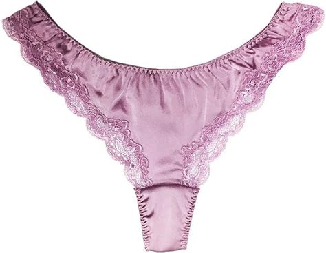 Silriver Womens Silk G String Thong Panties Satin T Back Lace Thong Underwear