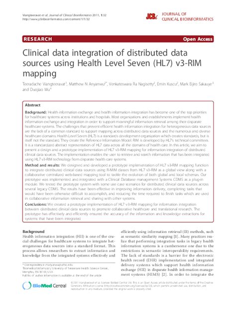 pdf clinical data integration of distributed data sources using