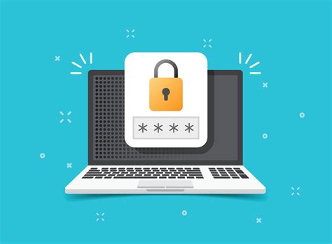 Laptop With Account Login Icon In Flat Style Password Form Page