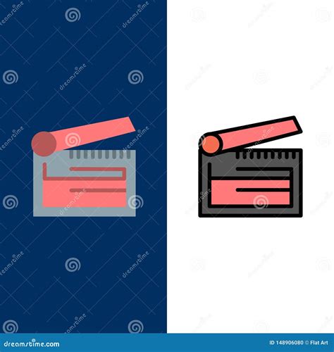 Action Board Clapboard Clapper Clapperboard Icons Flat And Line Filled Icon Set Vector Blue