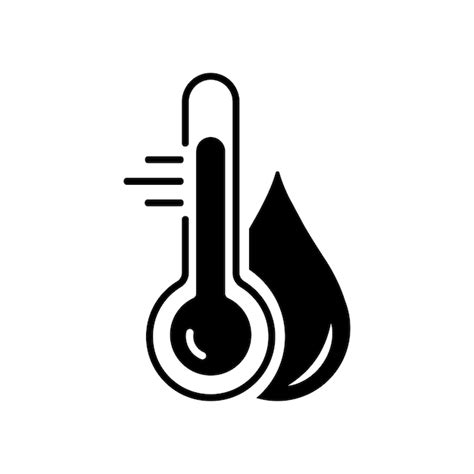 Premium Vector Water Temperature Indicator Silhouette Icon Mercury Thermometer And Water Drop