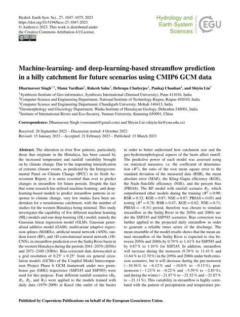 Pdf Machine Learning And Deep Learning Based Streamflow Prediction In