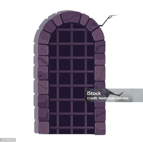 감옥에 술집이있는 돌 문 성의 만화 문 벡터 일러스트 레이 션 지하 감옥에 대한 스톡 벡터 아트 및 기타 이미지 지하 감옥 건물 외관 건축 Istock