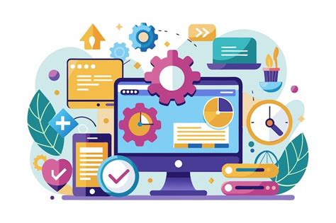 This Graphic Illustrates Various Technology Tools And Productivity Elements In A Customizable