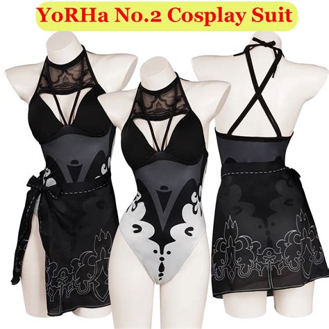 Disfraz De Yorha 2b Bikini Sexy Traje De Baño Para Playa Verano Halloween Fiesta Mono Para