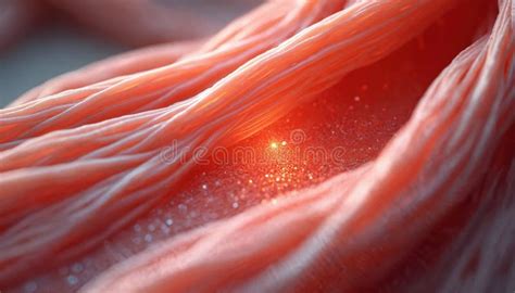 Close Up Muscle Fiber Revealing Striated Texture Red Color Glitter