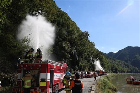 단양소방서 양백폭포 일대에서 민‧관 합동 산림화재 진압훈련 전개 단양매일뉴스