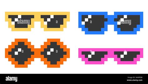 Bright Summer Pixel 8 Bit Stylized Sunglasses Stock Vector Image And Art Alamy