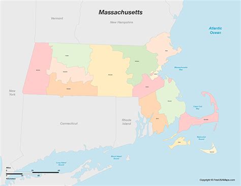 Printable Map Of Massachusetts With Counties And Cities Free Usa Maps