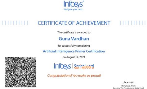 Guna Vardhan Byraju On Linkedin Ai Internship Infosys Artificialintelligence Learningjourney