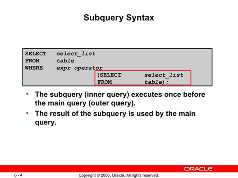 Les06 Using Subqueries To Solve Queries PPT