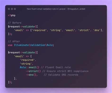 New In Laravel Email Validation Rules Can Now Be Customized Like The