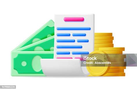 동전과 지폐가 있는 3d 화이트 영수증 0명에 대한 스톡 벡터 아트 및 기타 이미지 0명 3차원 형태 가격 Istock