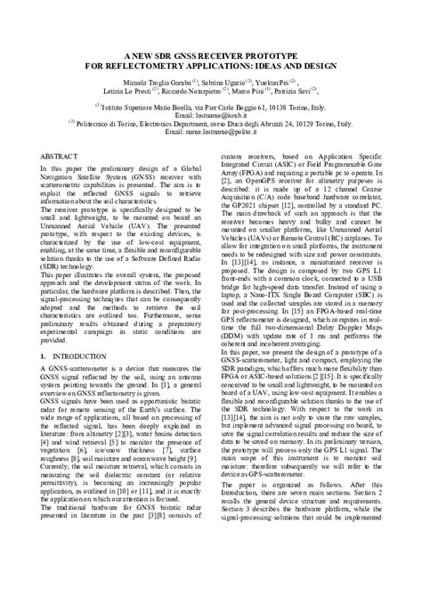 Pdf A New Sdr Gnss Receiver Prototype For Reflectometry Applications Ideas And Design