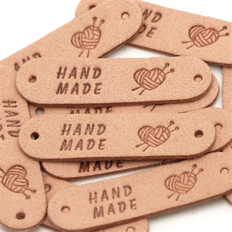 핸드메이드 핑크 하트 태그 가죽 라벨 의류 모자 가방 수제 볼 원사 뜨개질 액세서리 20 개 Aliexpress