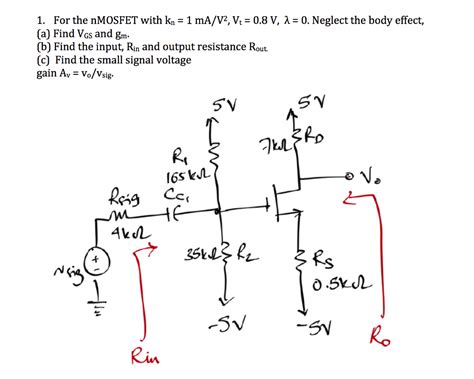 Solved 1 For The Nmosfet With Kn 1 Ma V2 V 0 8 V λ 0