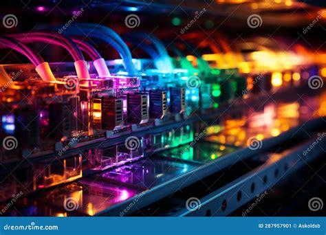 Network Panel And Switches With Cables In Data Center Room For Optimal Network Management Stock