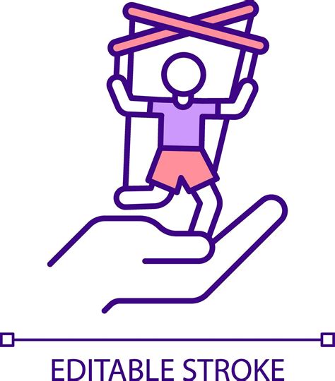 2d Editable Poor Boundaries Icon Representing Codependent Relationship Isolated Vector