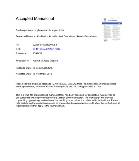 Pdf Challenges In Uncomplicated Acute Appendicitis