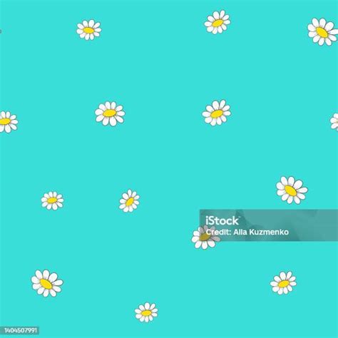 전통적인 민속 예술 장식품을 기반으로 한 완벽한 꽃 무늬 화려한 카모마일 컬러 배경에 데이지 꽃 낙서 스타일 벡터 일러스트레이션 간단한 미니멀 패턴 0명에 대한 스톡 벡터