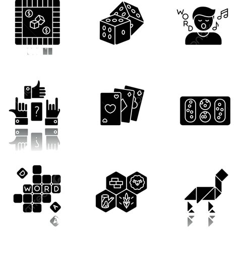 Entertaining Games Drop Shadow Black Glyph Icons Set Vector Pack Items Mancala Png And Vector