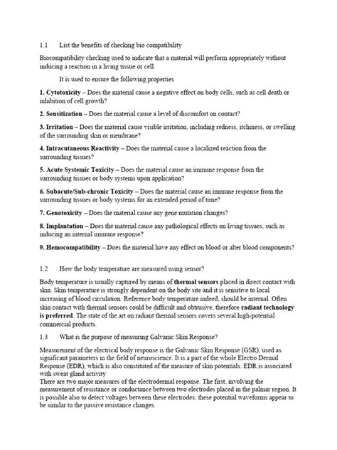 Two Marks With Answers Download Free Pdf Sensor E Textiles