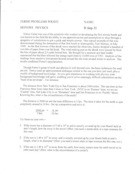 PDF Fermi Problems Worksheet DOKUMEN TIPS