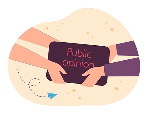 인간의 손에 평면 벡터 일러스트 레이 션에 여론 배너 프리미엄 벡터