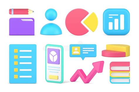 Business Accounting Statistic Financial Analyzing Graph Diagram Management Set 3d Icon Vector