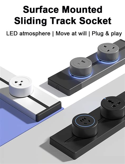 Waterproof Track Power Socket Home Kitchen Appliances Surface Mounted Standard Wall Socket With