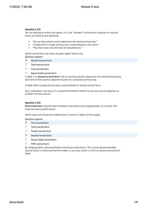 Solution Module 5 Quiz Intro To Structural Database Environments