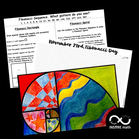 Free Fibonacci Sequence Activity Golden Rectangle Fibonacci Day Spiral