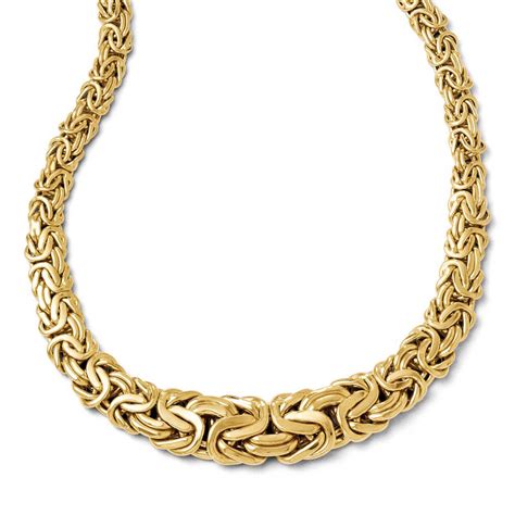 Byzantine Necklace Gold 14k Yellow Gold Flat Byzantine Chain Necklace