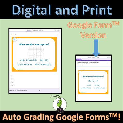 Intercepts From A Linear Graph And Standard Form Algebra 1 Task Cards