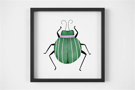 Beetle Print Beetle Wall Art Beetle Wall Decor Green Beetle Insect