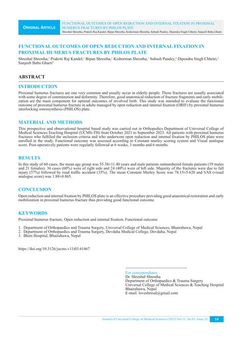 Pdf Functional Outcomes Of Open Reduction And Internal Fixation In