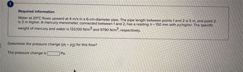 Solved Required Information Water At C Flows Upward At Chegg