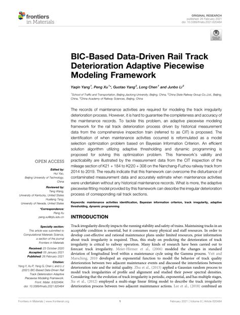 Pdf Bic Based Data Driven Rail Track Deterioration Adaptive Piecewise Modeling Framework