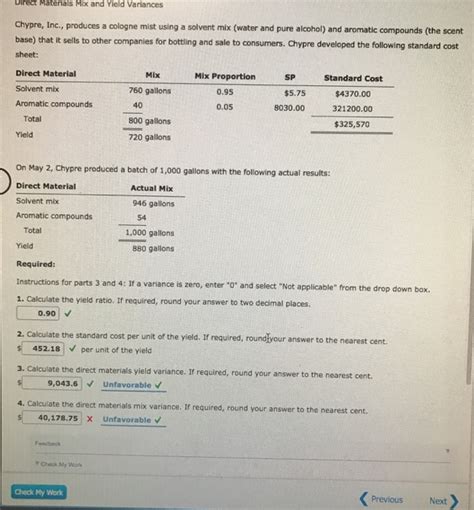 Solved Birect Materials Mix And Yield Variances Chypre Chegg Com