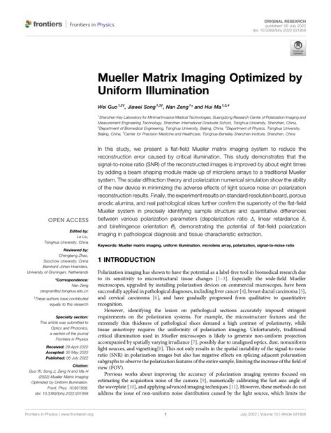 Pdf Mueller Matrix Imaging Optimized By Uniform Illumination