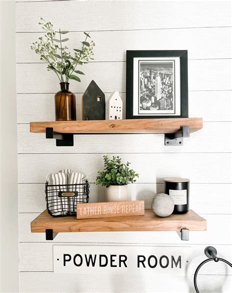 Small Bathroom Ideas Adding Farmhouse Shelves For More Space