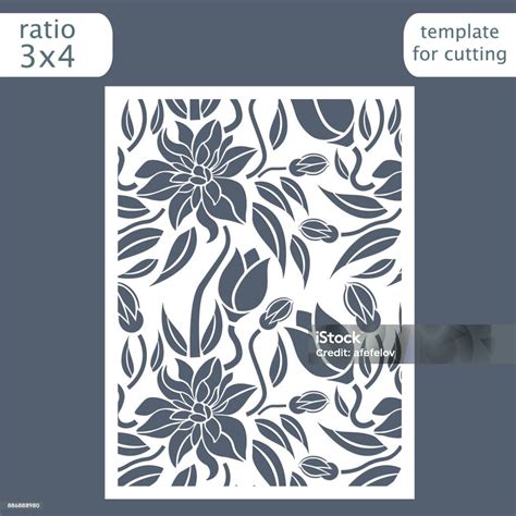 레이저 컷된 결혼식 초대 카드 템플릿입니다 꽃 패턴 종이 카드를 잘라 커팅 플로터에 대 한 인사말 카드 서식 파일입니다 벡터입니다 레이저에 대한 스톡 벡터 아트 및 기타