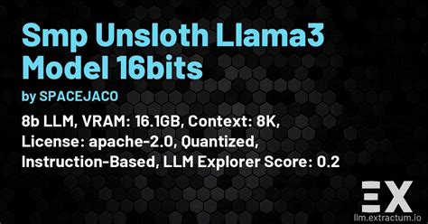 Smp Unsloth Llama3 Model 16bits By Spacejaco Benchmarks Features And Detailed Analysis