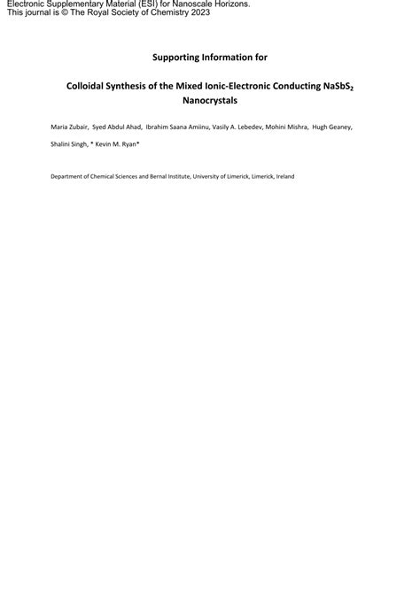 Pdf Colloidal Synthesis Of The Mixed Ionic Electronic Conducting Nasbs2 Nanocrystals