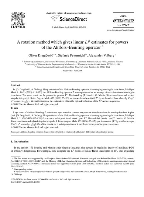 Pdf A Rotation Method Which Gives Linear Estimates For Powers Of The