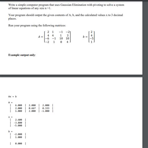 Solved Write A Simple Computer Program That Uses Gaussian