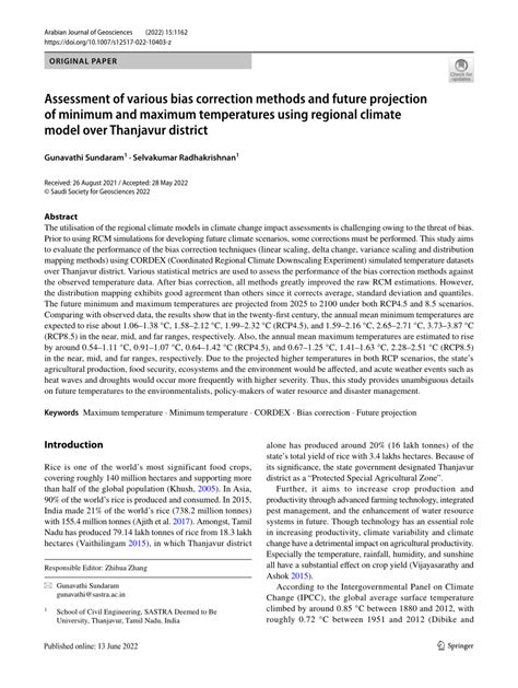 Pdf Projection Of Future Precipitation Of Thanjavur District Using